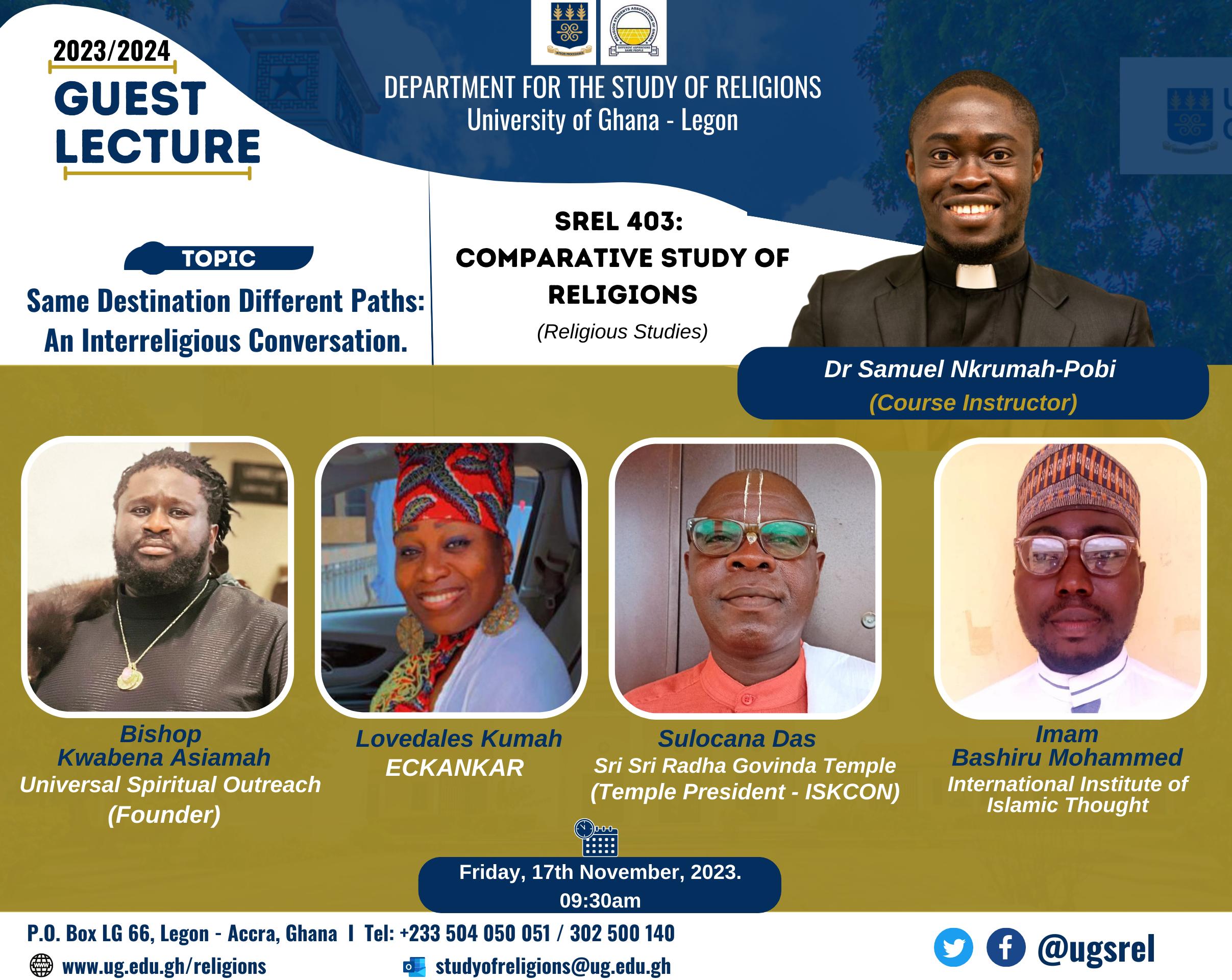 Guest Lecture - SREL 403: Comparative Study of Religions | Department ...